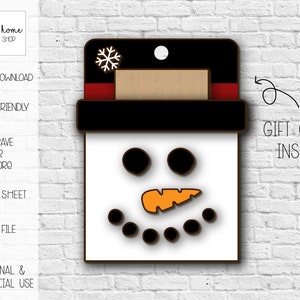 Christmas Gift Card Holder Svg Snowman Gift Card Holder Laser - Etsy