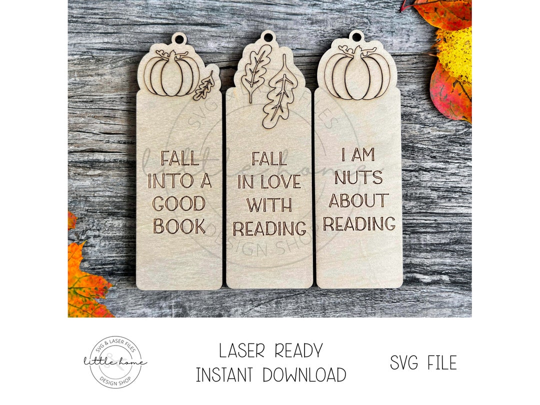 Fall Bookmark Bundle Laser SVG, Fall Classroom Gift for Kids File ...