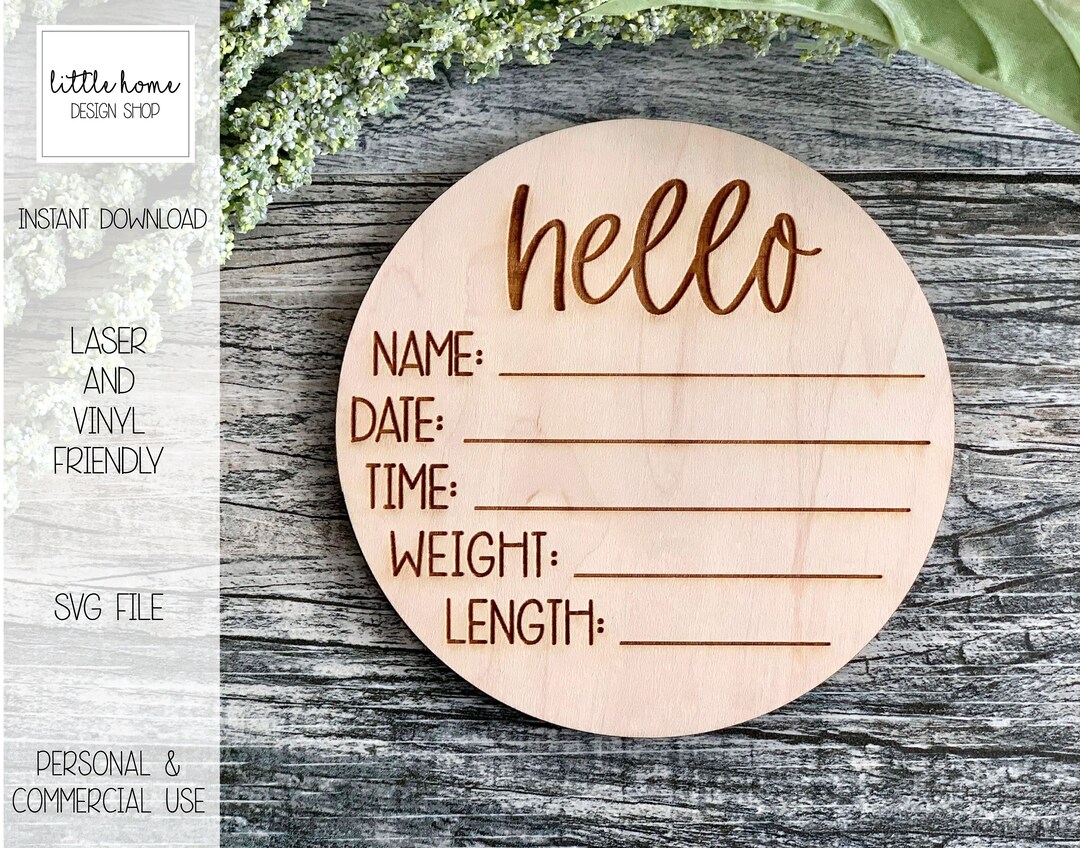 Baby Stat Svg, Birth Stat Sign Svg, Baby Birth Stat Laser File, Round ...