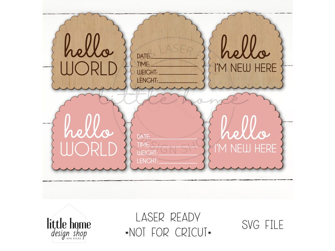 Scalloped Baby Birth Stat Laser SVG, Baby Hospital Keepsake File ...
