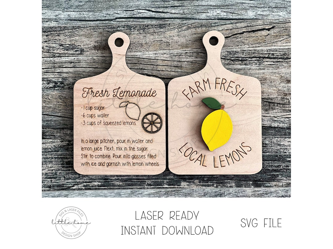 Lemonade Recipe Cutting Board Svg, Lemon Laser Cut Files, Lemon Tiered ...