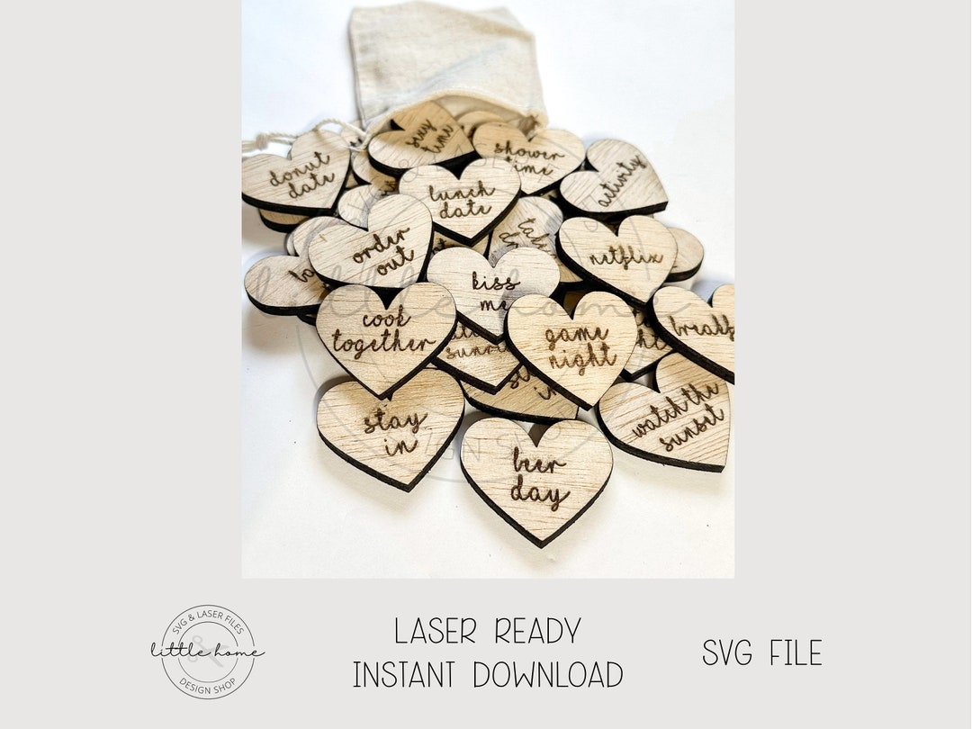 Valentine Laser Tokens, Heart Tokens Svg, Date Night Tokens Svg ...
