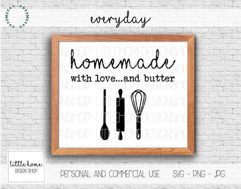 Homemade With Love Sign Svg, Made With Love Svg, Baking Cricut Files ...