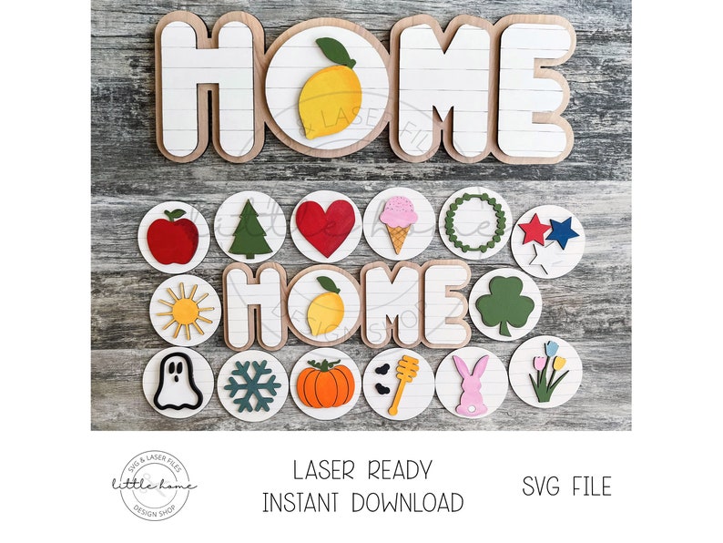 Interchangeable Home Sign Laser SVG File, Holiday Welcome Bundle ...