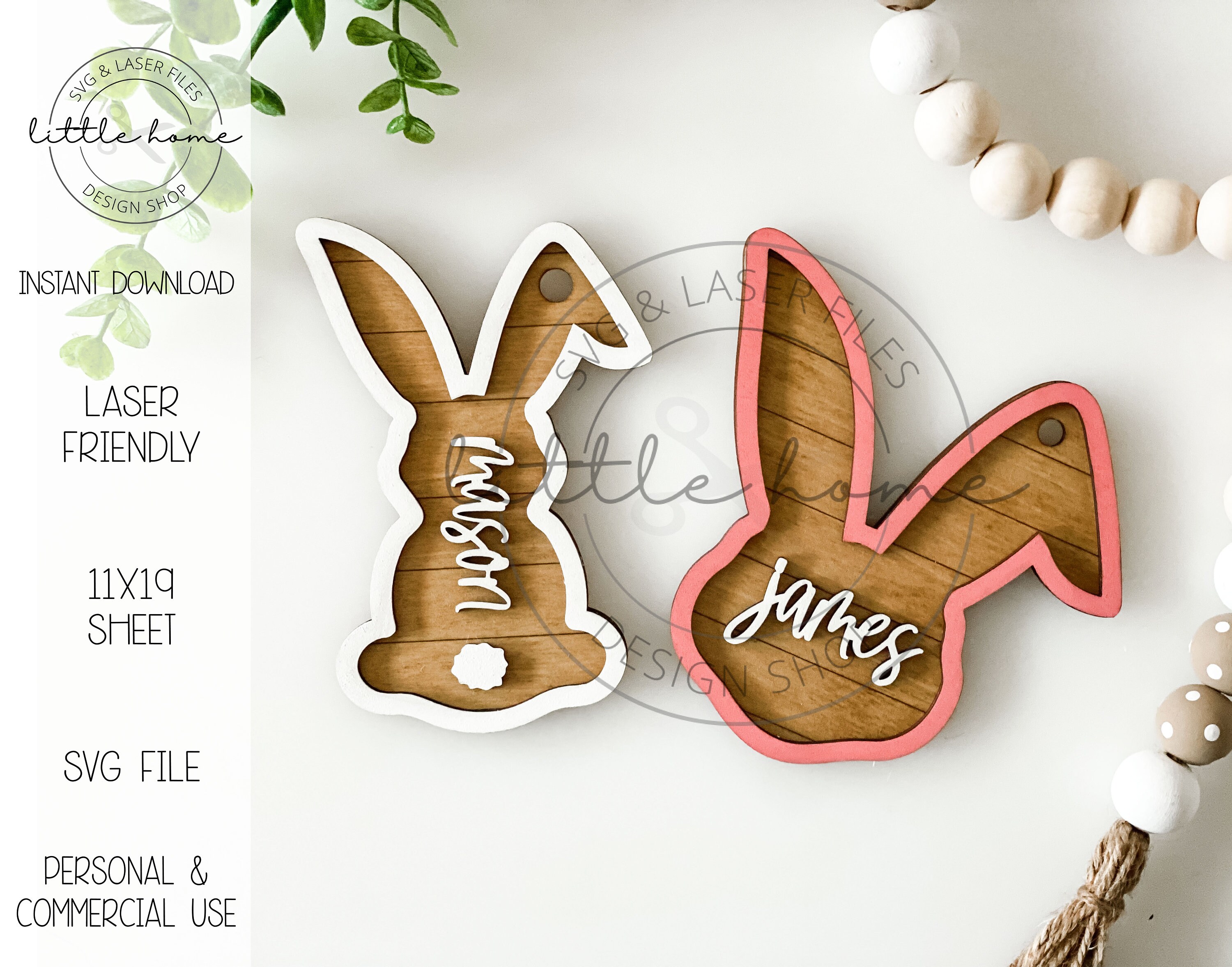 Bunny Name Tag Svg Personalized Easter Basket Tag Svg Custom - Etsy