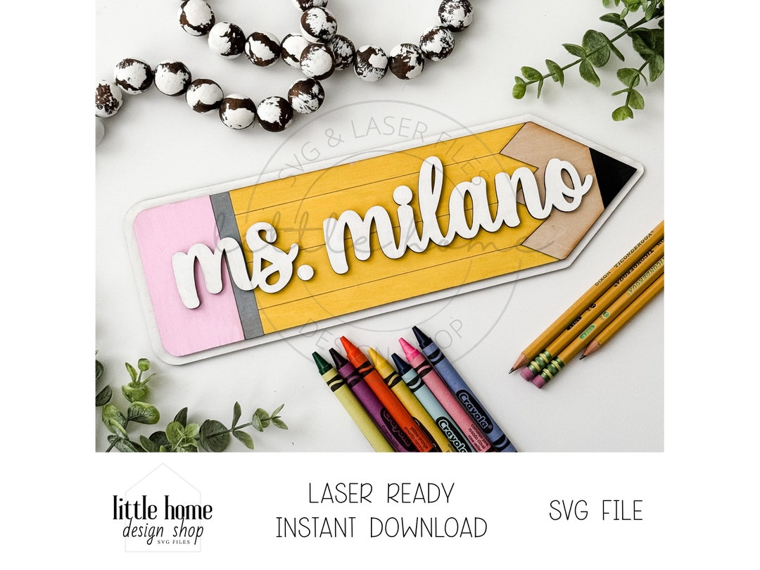 Teacher Pencil Name Sign Svg, Personalized Teacher Pencil Sign Svg ...