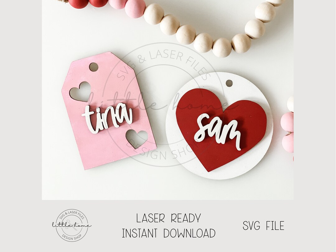 Personalized Heart Gift Tag Svg, Valentine Name Tag Svg, Heart Gift ...