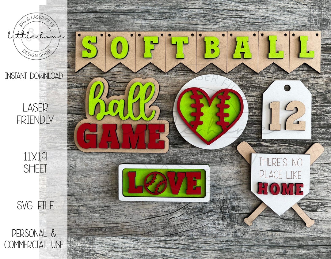Softball Tiered Tray Svg Softball Laser Cut Files Baseball - Etsy