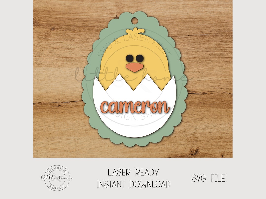 Easter Chick Basket Tag Svg, Scalloped Easter Egg Name Tag Svg, Easter ...