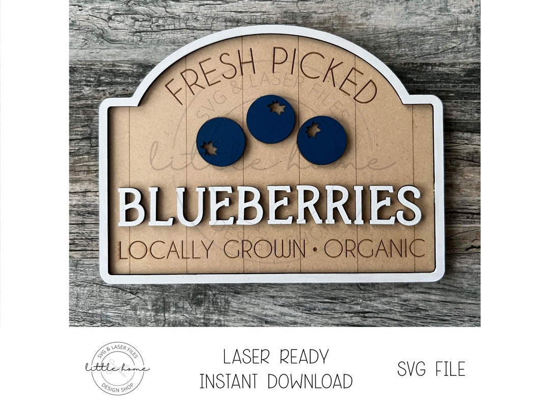 Blueberry Laser File, Blueberry Leaning Sign, Fruit Laser File, Fresh ...