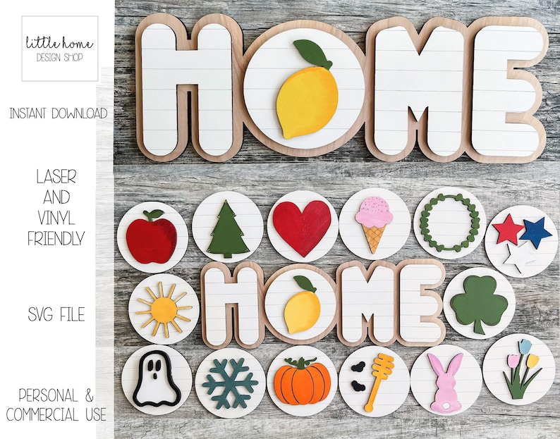 Interchangeable Home Sign Laser SVG File, Holiday Welcome Bundle ...