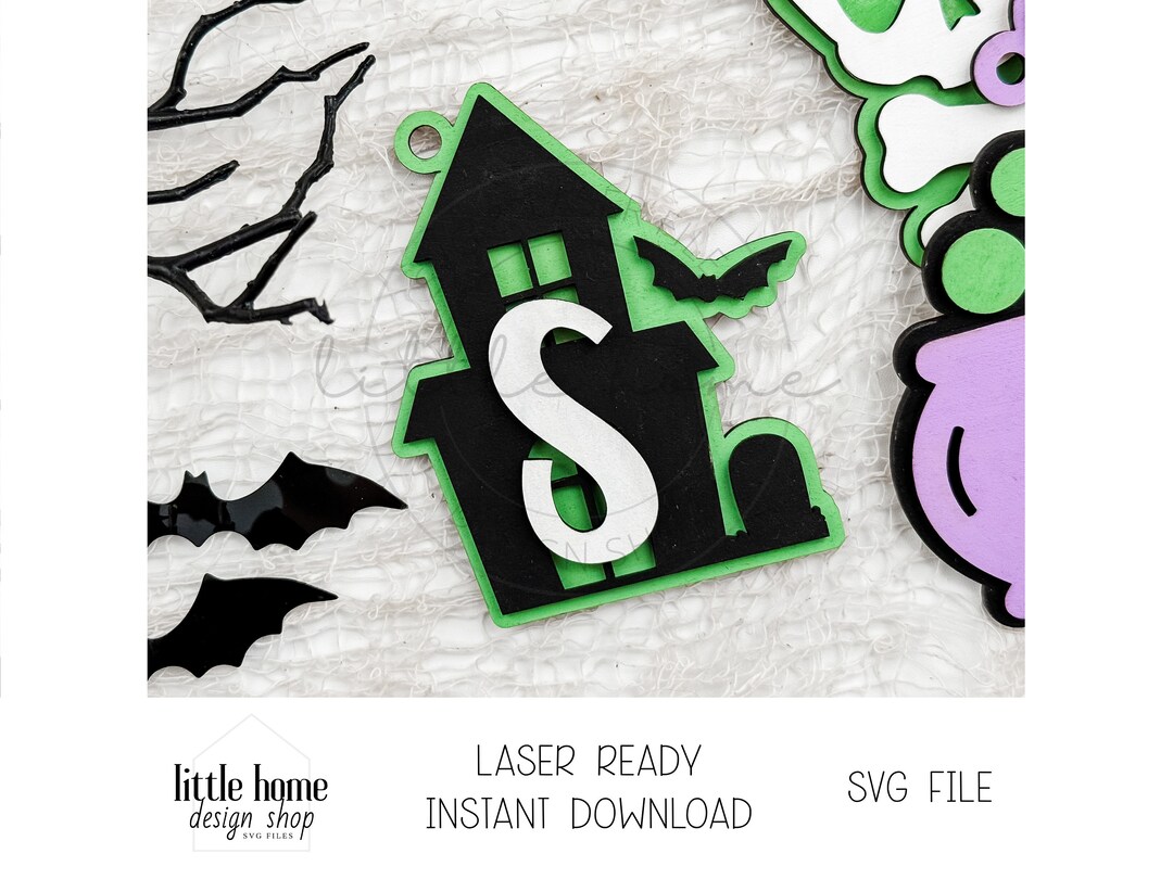 Haunted House Halloween Basket Tag Svg, Halloween Basket Tag Svg Laser ...