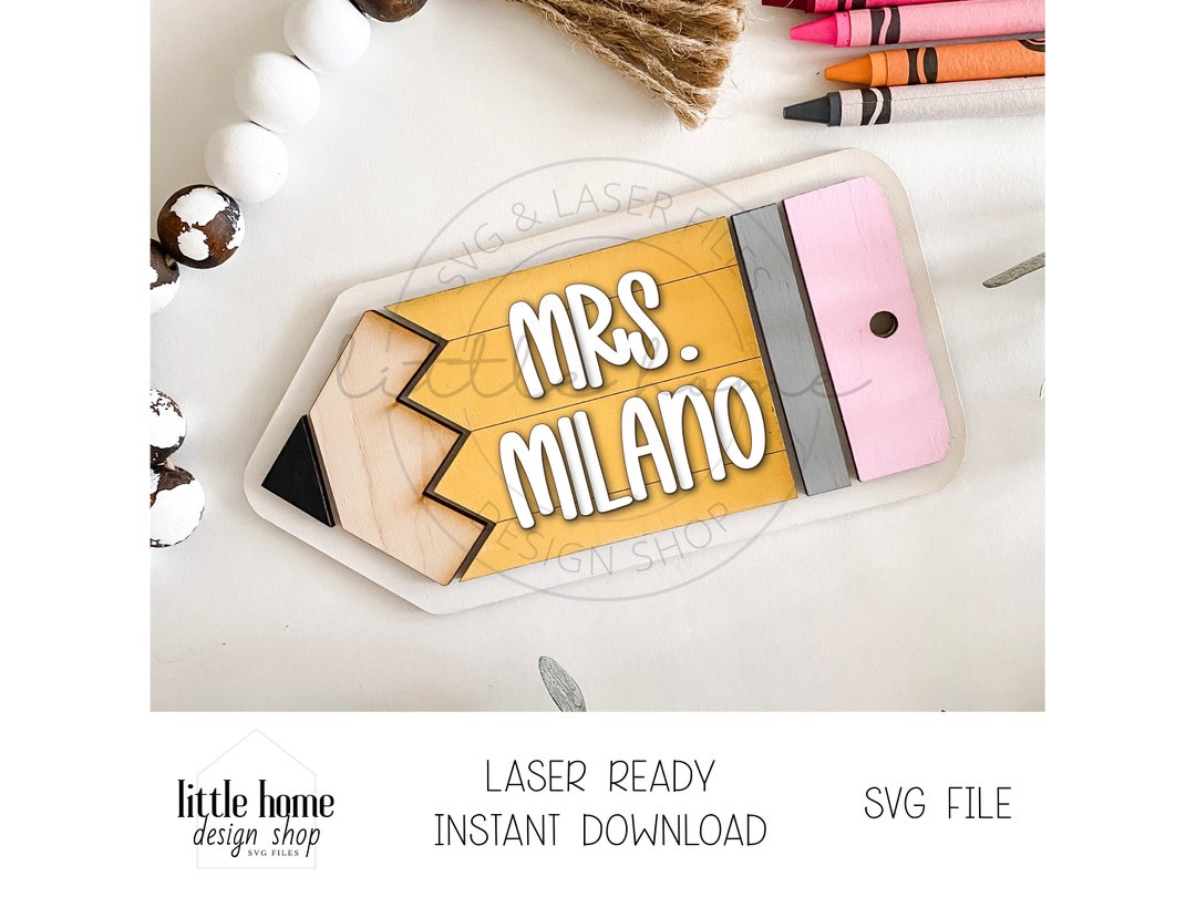 Teacher Pencil Name Tag Svg, Teacher Pencil Gift Tag Svg, Teacher ...