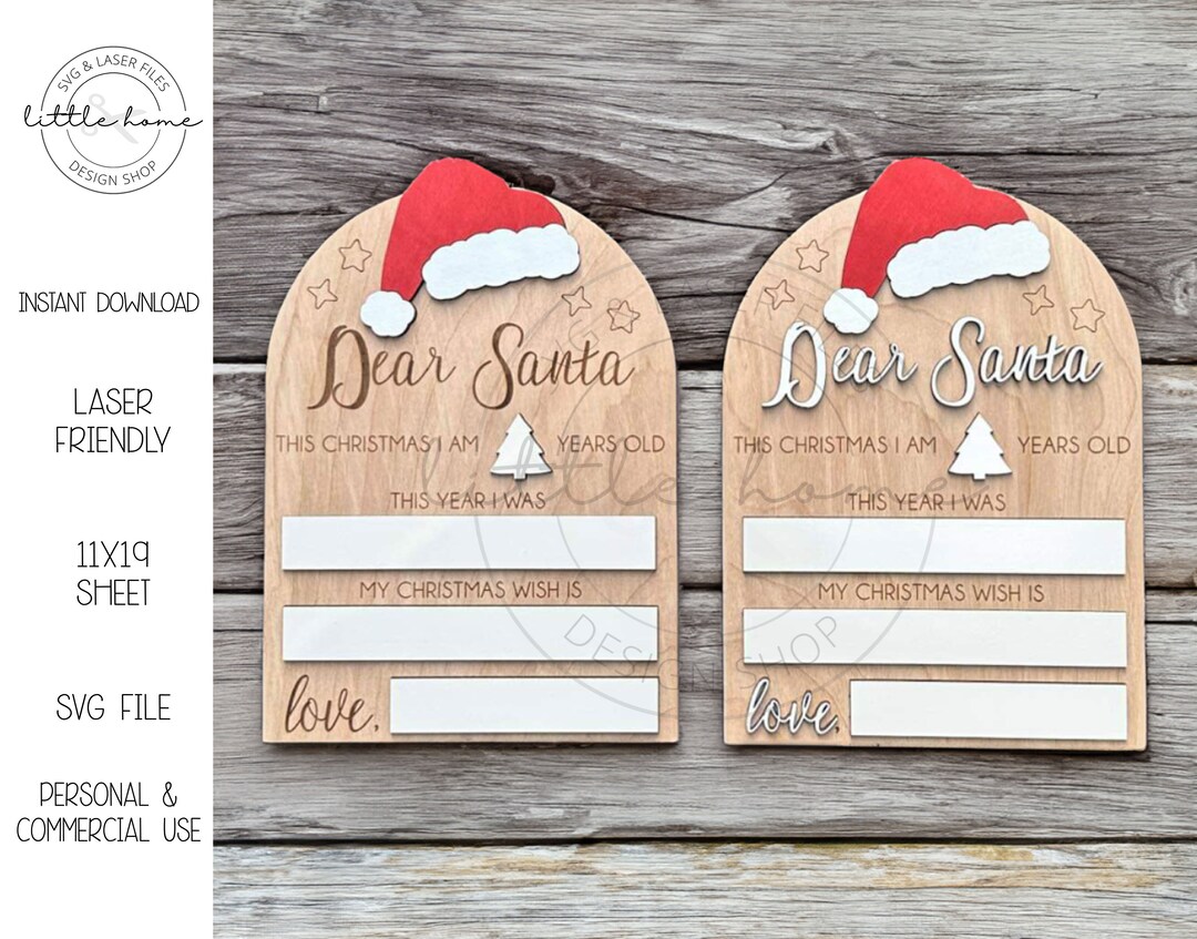 Dear Santa Sign Svg, Letter to Santa Sign Laser File, Dry Erase Santa ...