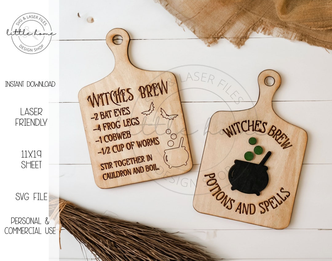 Witches Brew Recipe Cutting Board Svg Halloween Cutting Board - Etsy