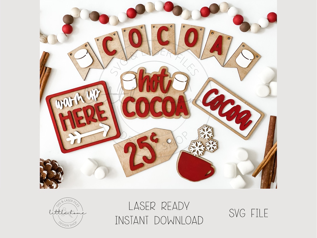 Hot Cocoa Tier Tray Svg, Hot Cocoa Bundle Svg, Hot Cocoa Laser File ...