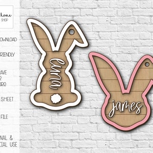 Bunny Name Tag Svg, Personalized Easter Basket Tag Svg, Custom Easter ...