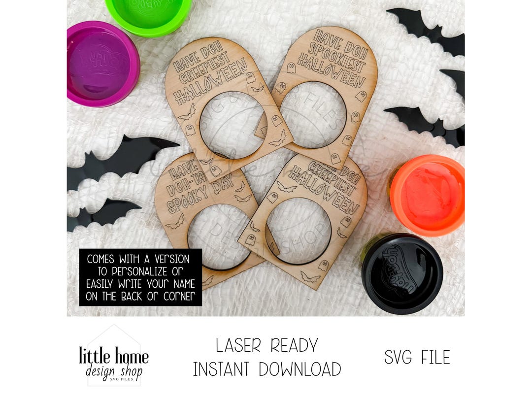 Halloween Play Doh Holder Laser SVG File, Classroom Card Gift Tag ...