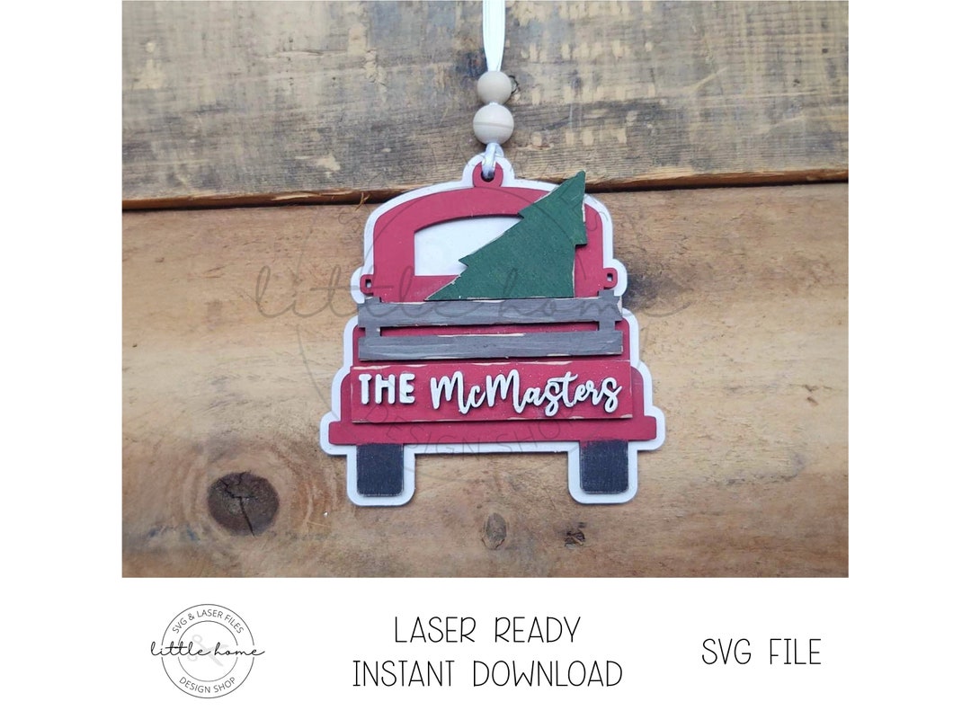 Christmas Truck Ornament Laser File, Personalized Christmas Ornament ...