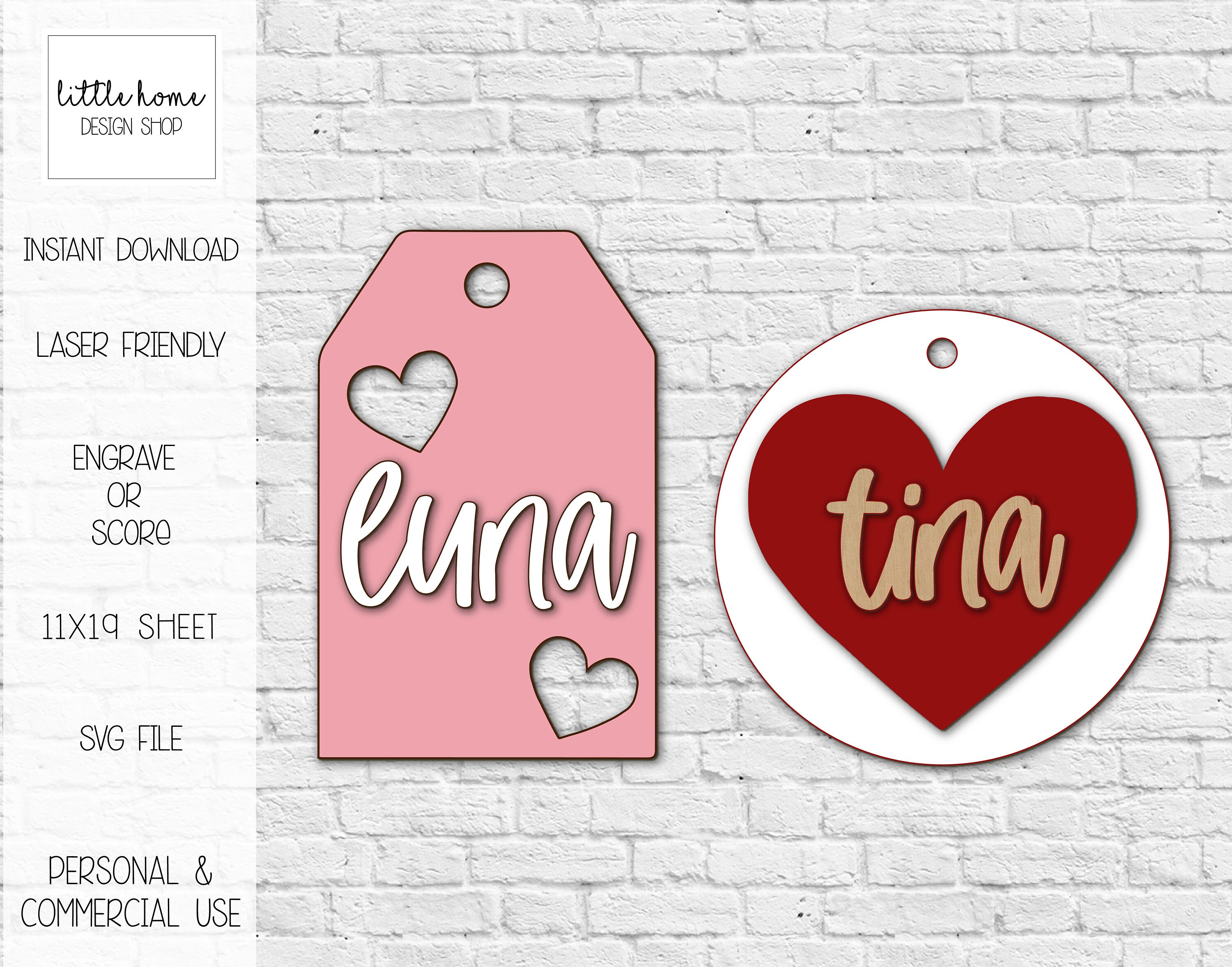 Personalized Heart Gift Tag Svg Valentine Name Tag Svg Heart - Etsy