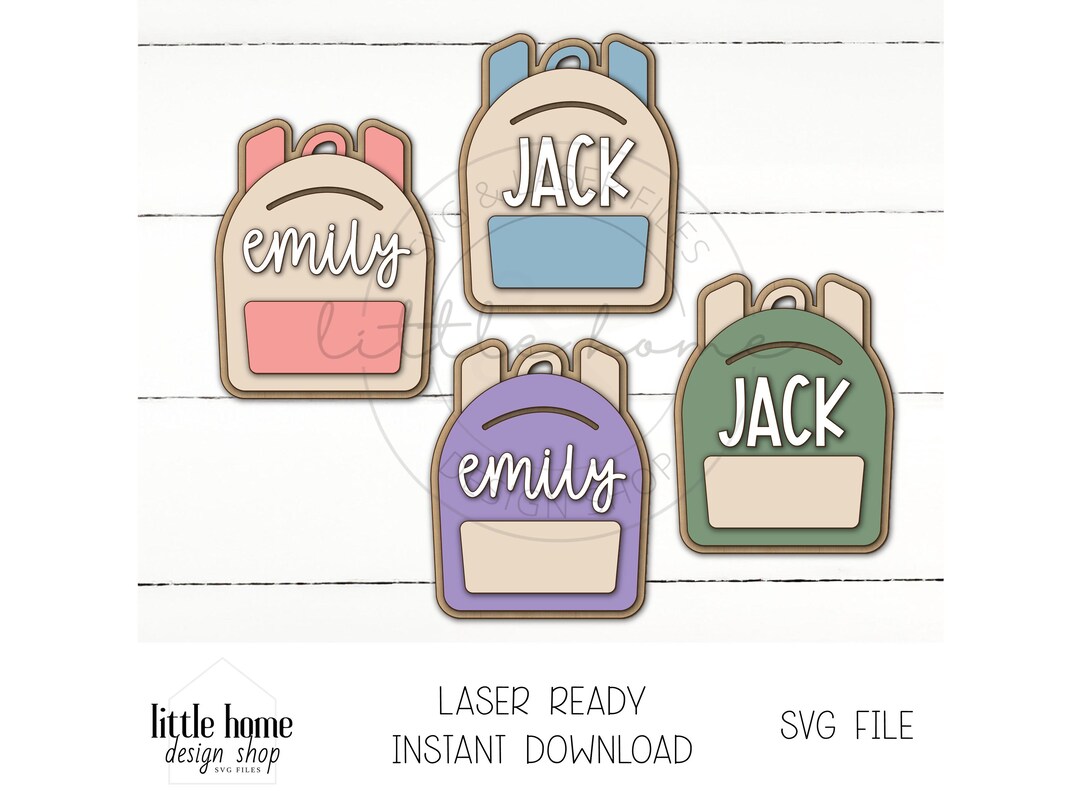 Personalized Backpack Name Tag SVG Laser File, Kid Luggage Bag Tag ...