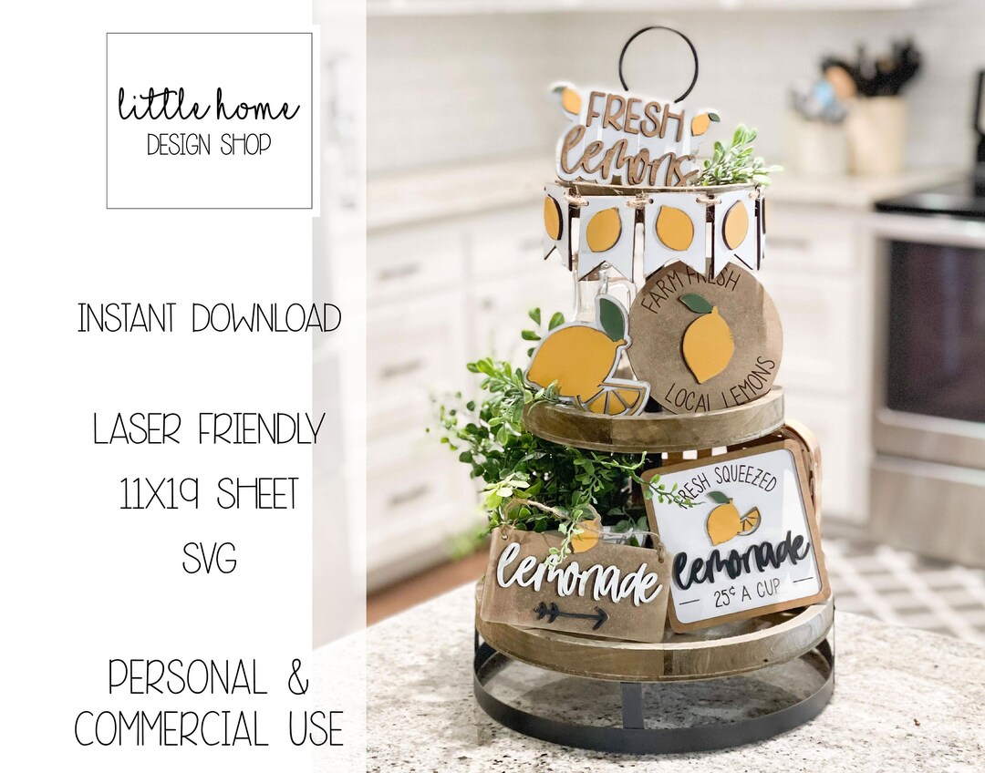 Lemon Tiered Tray Svg Lemon Laser Cut Files Summer Tiered - Etsy