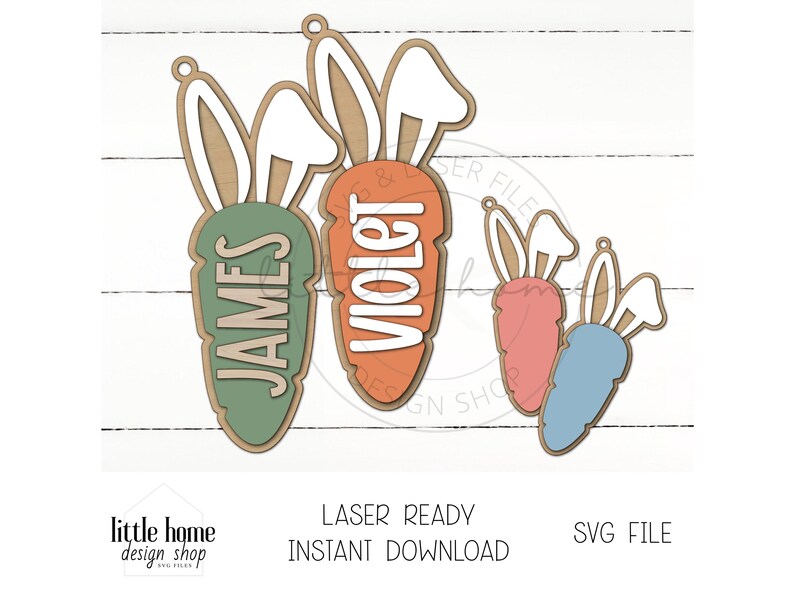 Carrot Bunny Ear Basket Name Tag Laser SVG File, Personalized Easter ...
