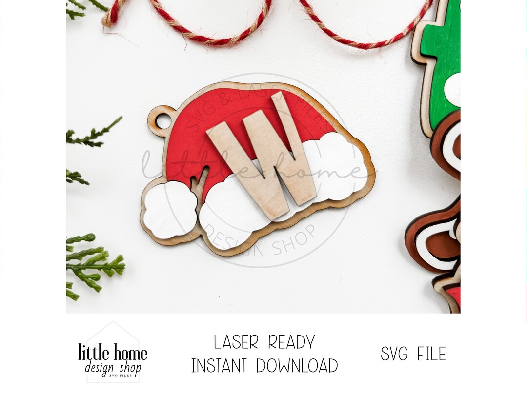 Retro Santa Hat Name Tag Svg, Santa Hat Letter Tag File, Santa Hat ...