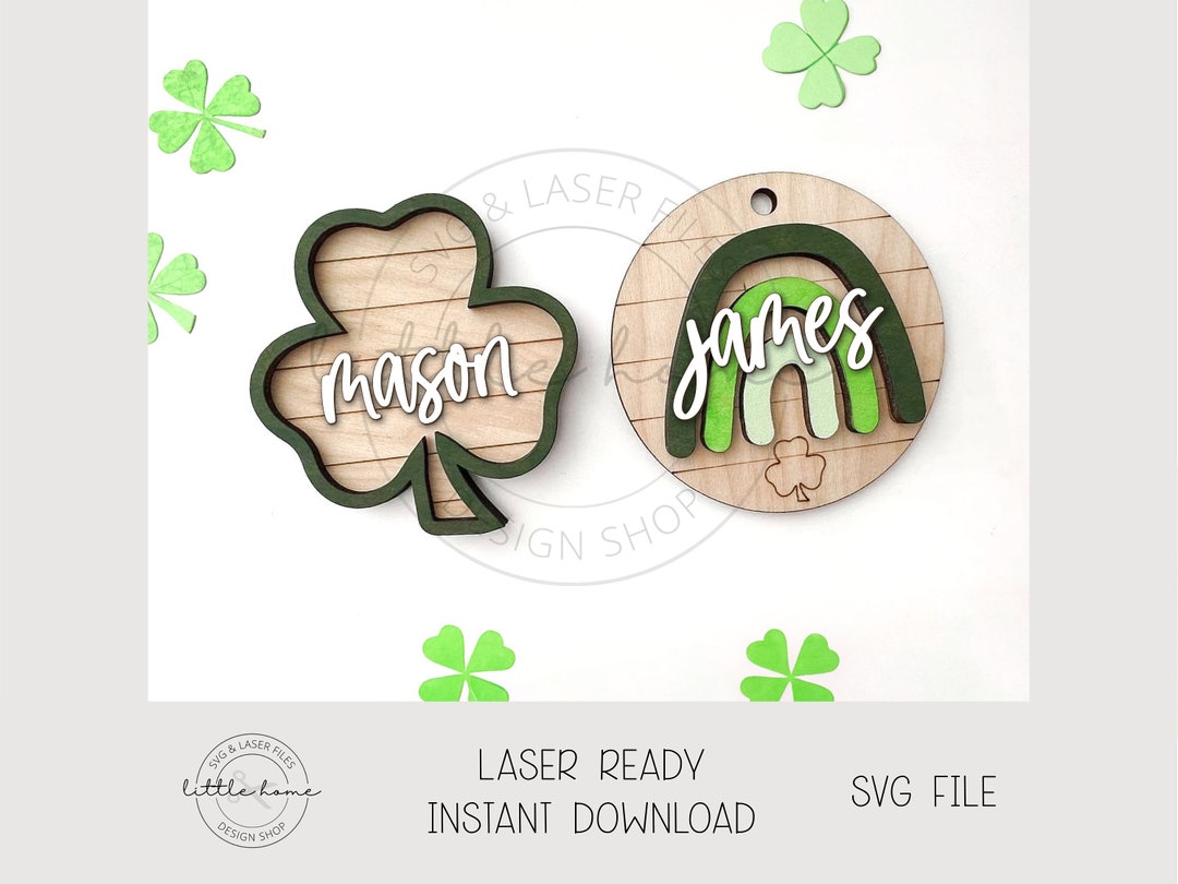 St. Patricks Name Tag Svg, Shamrock Name Tag Svg, St Patricks Glowforge ...