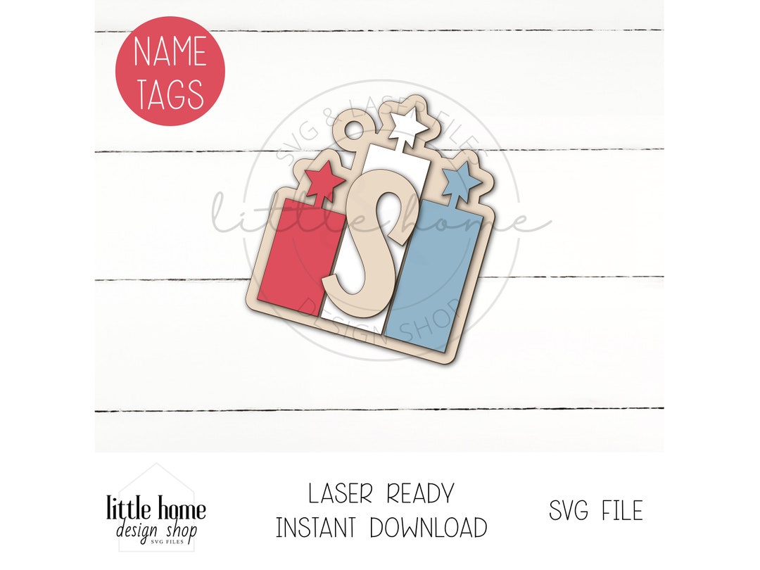 Patriotic Firecracker Name Tag Svg, Fourth of July Basket Tag ...