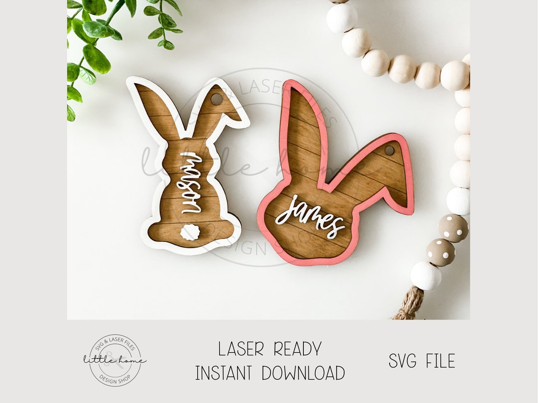 Bunny Name Tag Svg, Personalized Easter Basket Tag Svg, Custom Easter ...