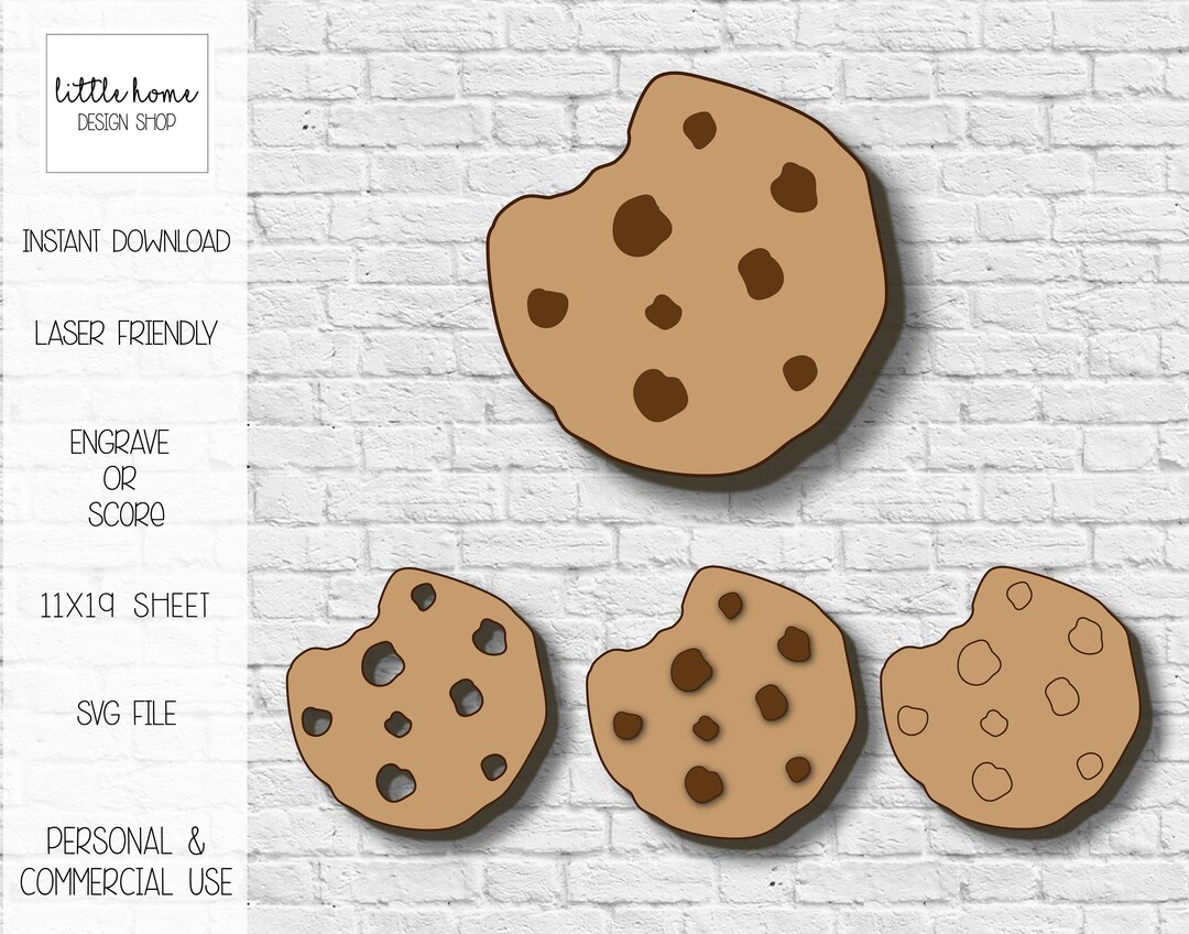Cookie Laser Cut File, Chocolate Chip Cookie Svg, Cookie Glowforge File ...