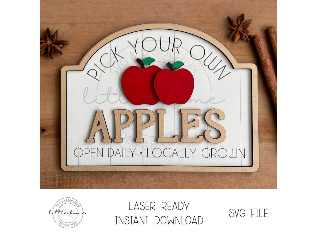 Apple Shelf Sitter Laser SVG, Fall Sign Laser Cut File (digital ...