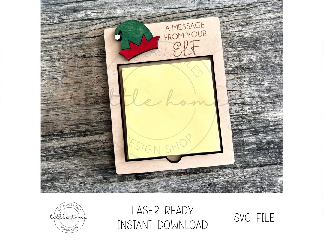 Elf Message Board Laser SVG, Christmas Sticky Note Holder Cut File ...