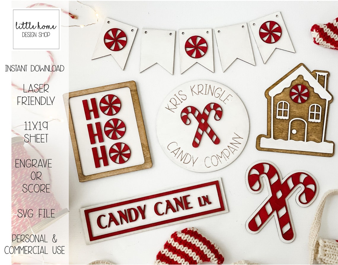 Candy Cane Tier Tray Svg Candy Cane Bundle Svg Christmas - Etsy