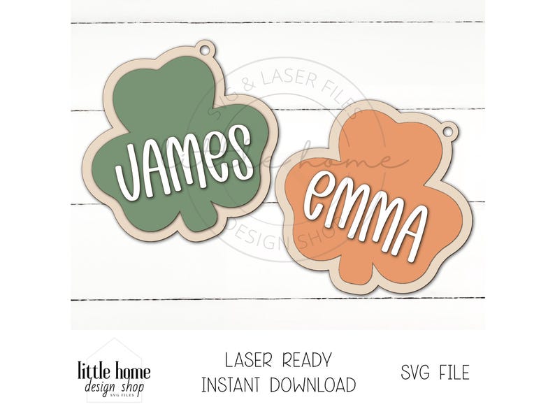 Shamrock Basket Name Tag Laser SVG, St. Patrick's Day Gift Tag File ...