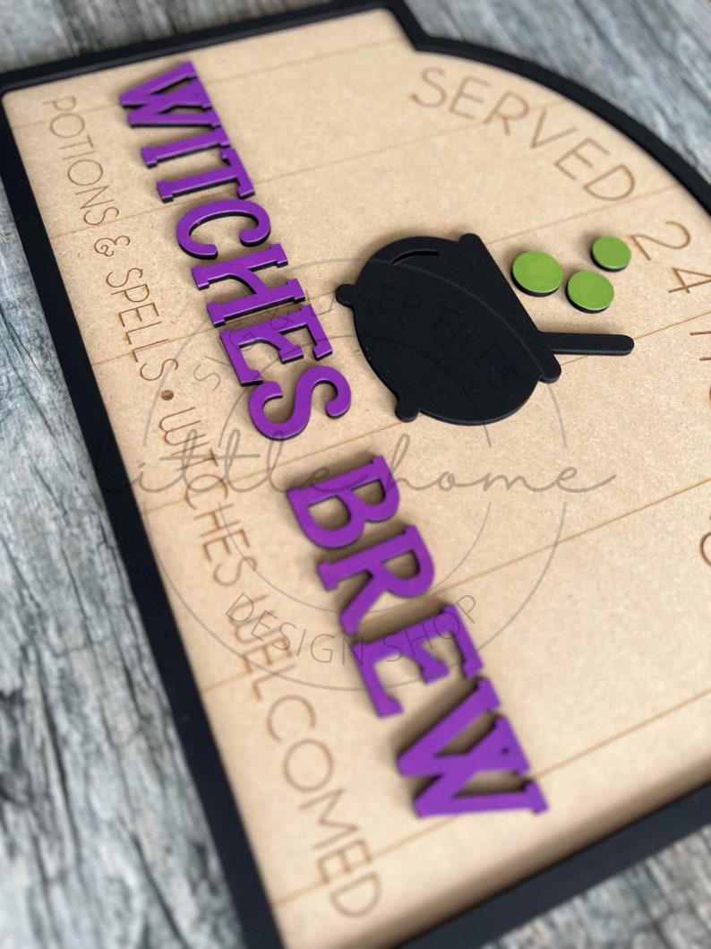Witches Brew Halloween Sign Laser SVG, Halloween Shelf Sitter File ...