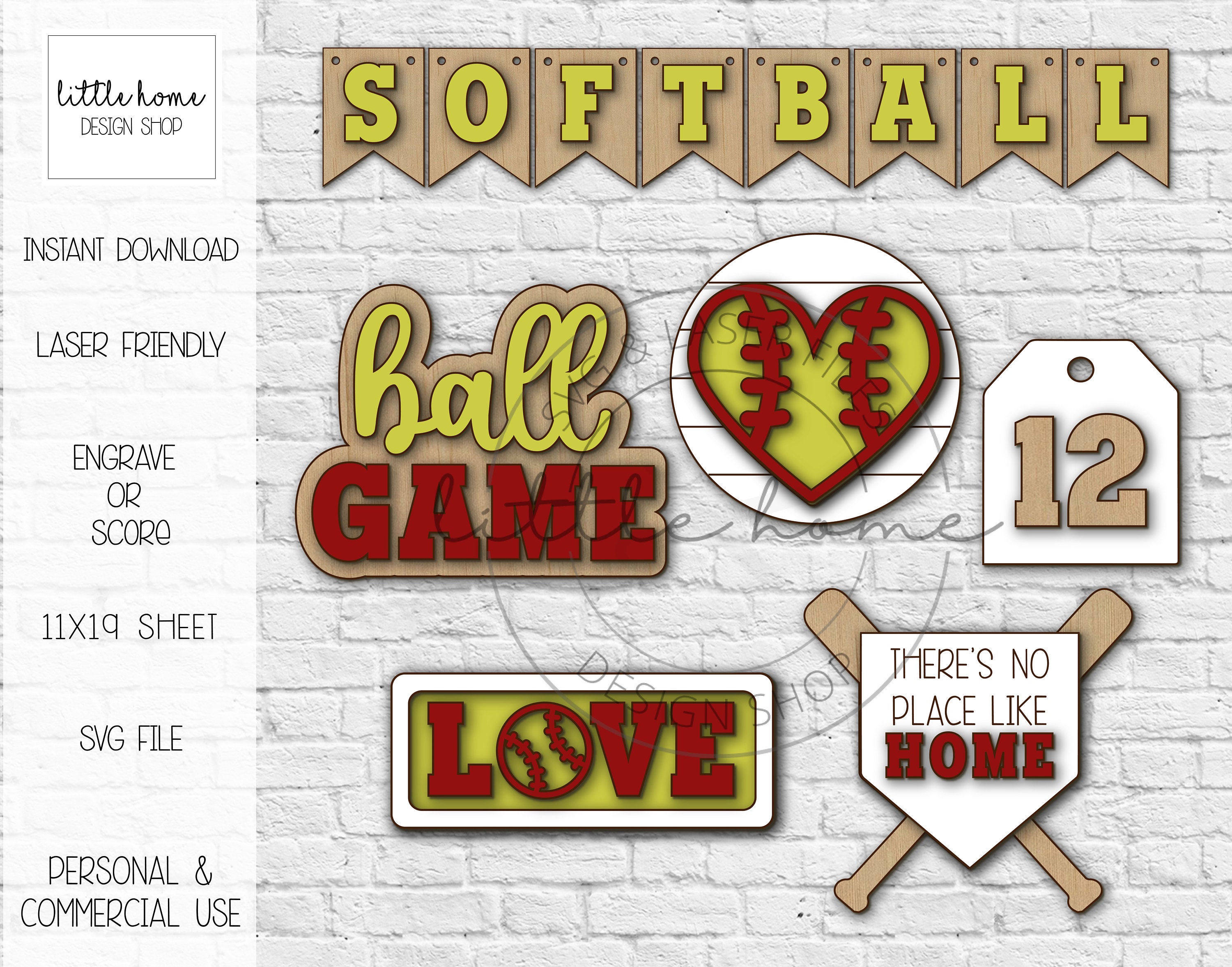 Softball Tiered Tray Svg Softball Laser Cut Files Baseball - Etsy