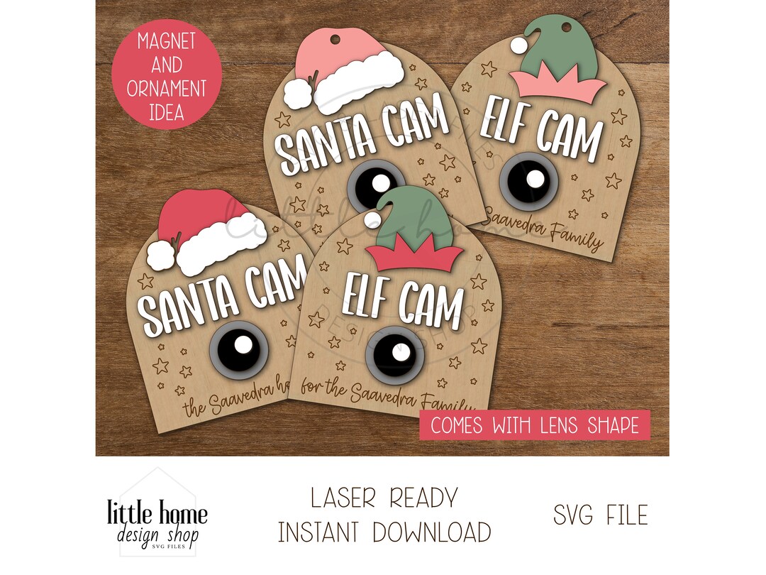 Santa Cam Elf Cam Bundle Svg, Santa Cam Ornament Laser File, Elf ...