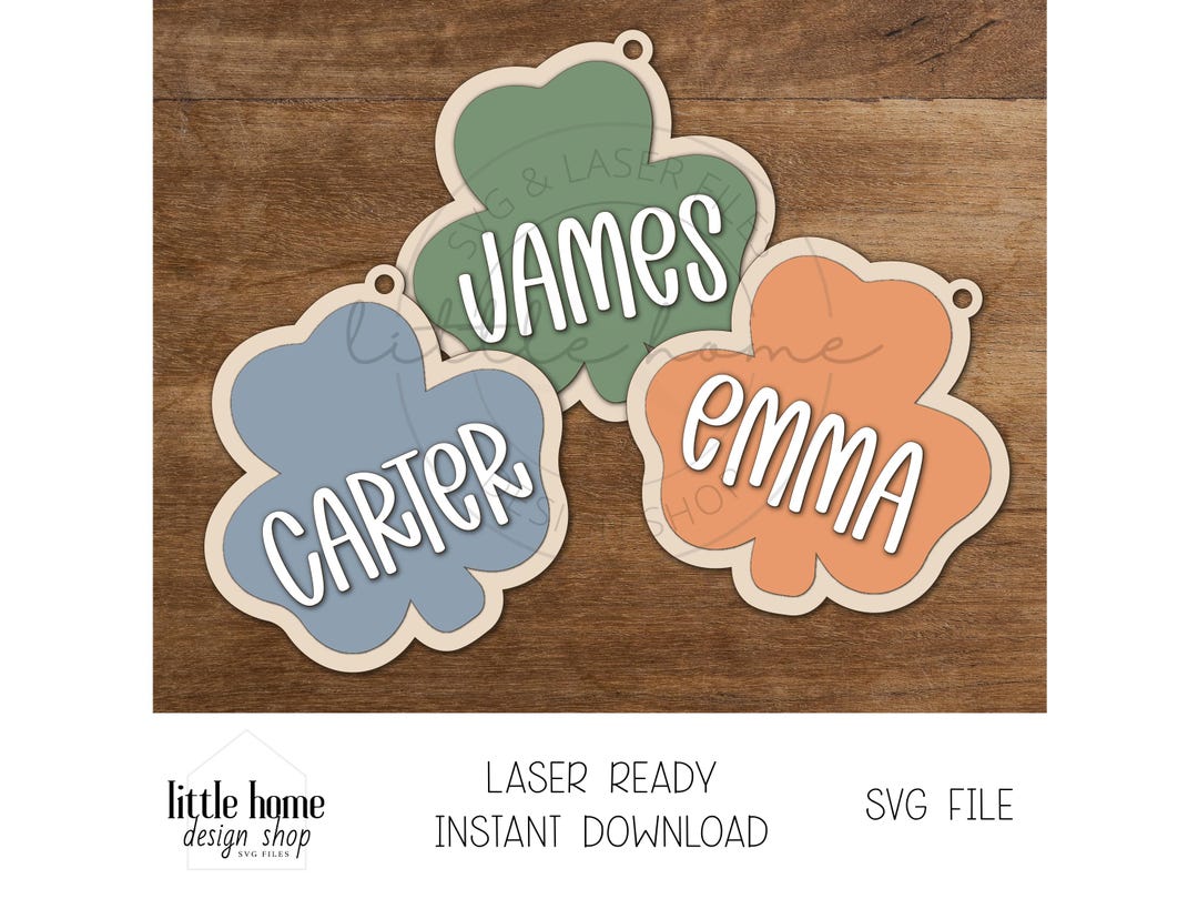 St Patrick Shamrock Name Tag Svg, Shamrock Basket Tag Svg, Acrylic ...