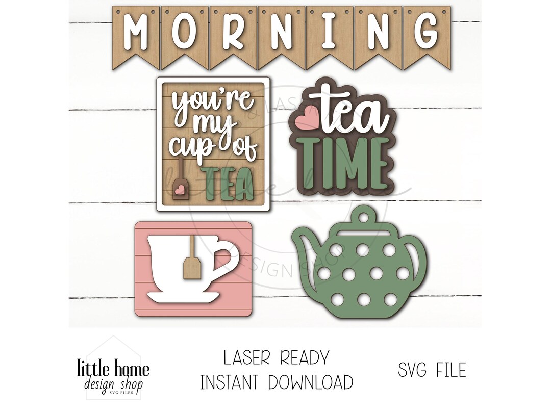 Tea Tiered Tray Svg, Tea Time Sign Svg, Teapot Laser File, Tea Lover ...
