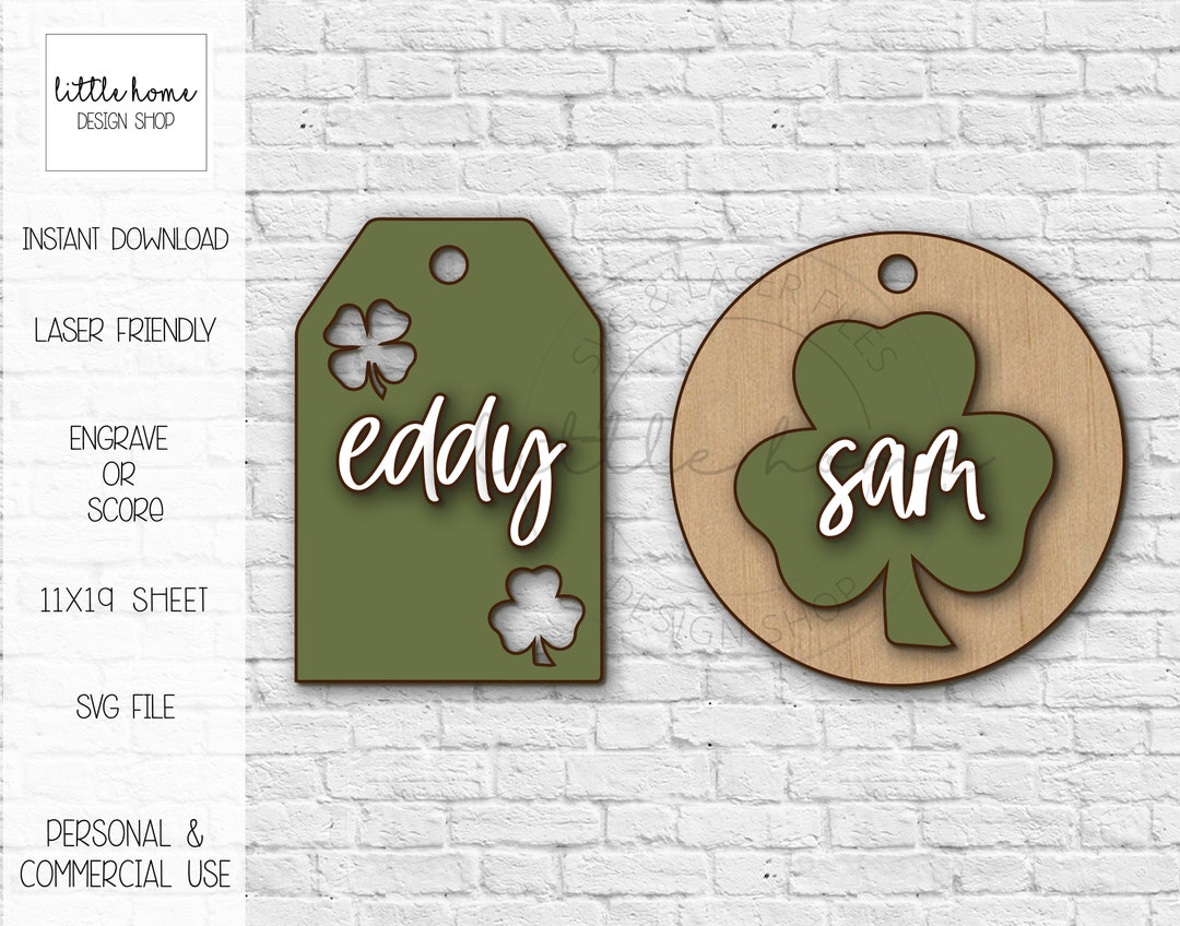 St. Patricks Tag Svg, St Patricks Hang Tag Svg, Shamrock Name Tag Svg ...