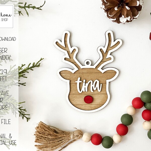 Reindeer Gift Tag - Etsy