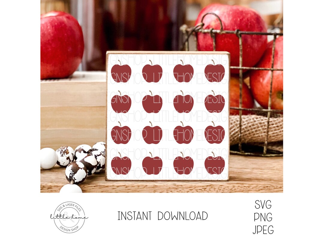 Apple Tile Svg, Cute Apple Pattern Svg, Easy Fall Cut File, Local ...