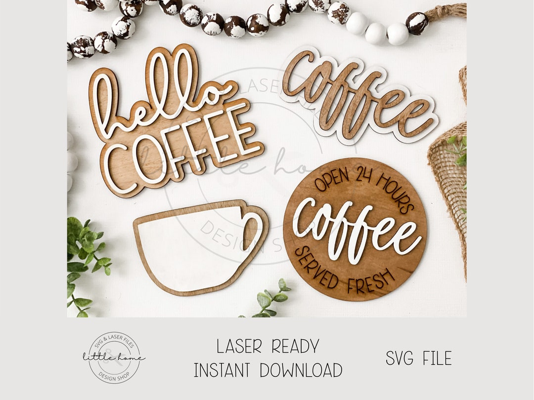 Coffee Tier Tray Laser Files, Coffee Bundle Svg, Coffee Glowforge ...