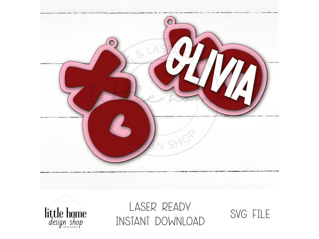 XOXO Heart Valentine Basket Tag Svg, Heart Valentine Gift Tag Laser ...