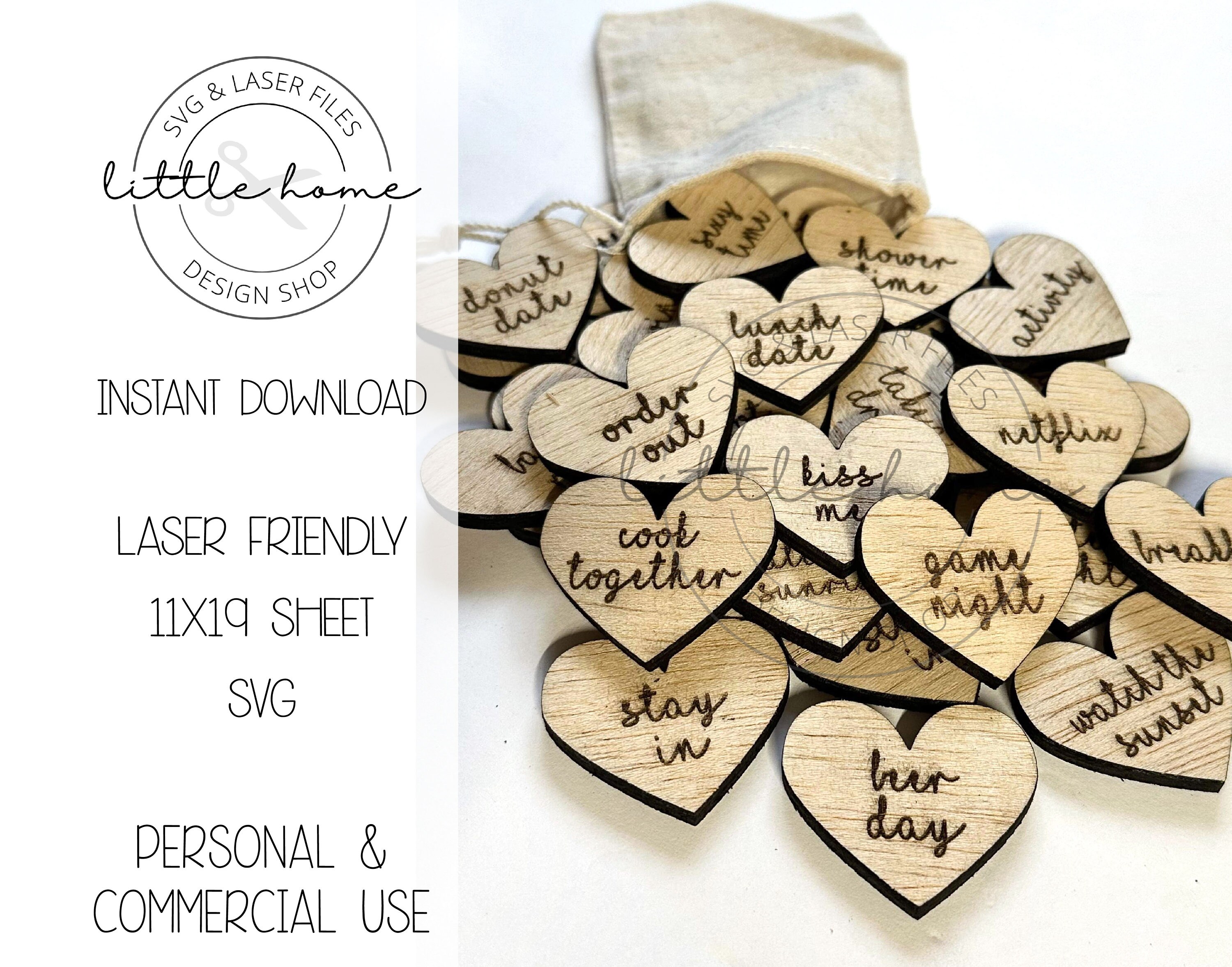 Valentine's Day Tokens Laser SVG, Date Night Tokens File (digital ...