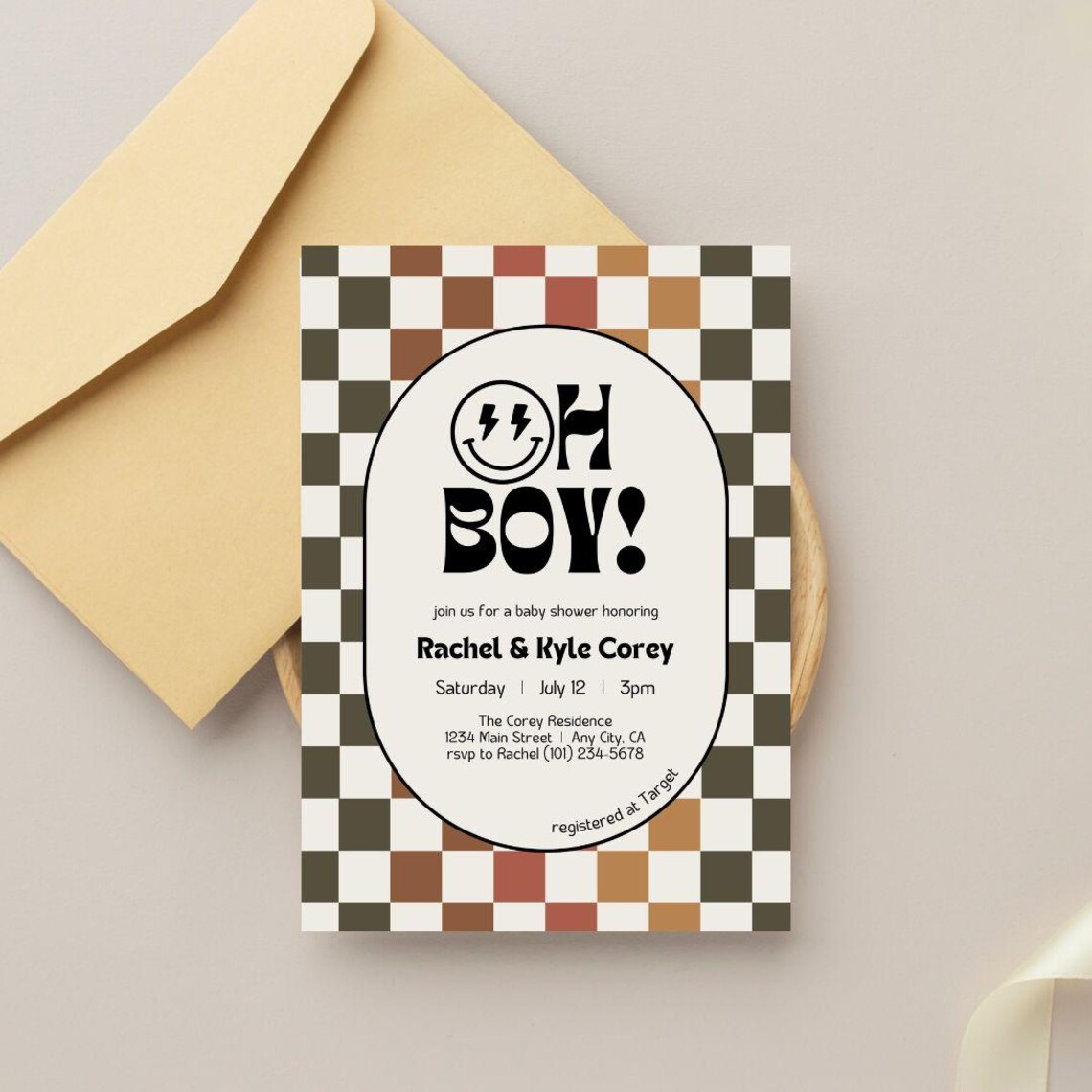 OH BOY! Checkered Invitation | Baby Shower Invitation | Birthday ...
