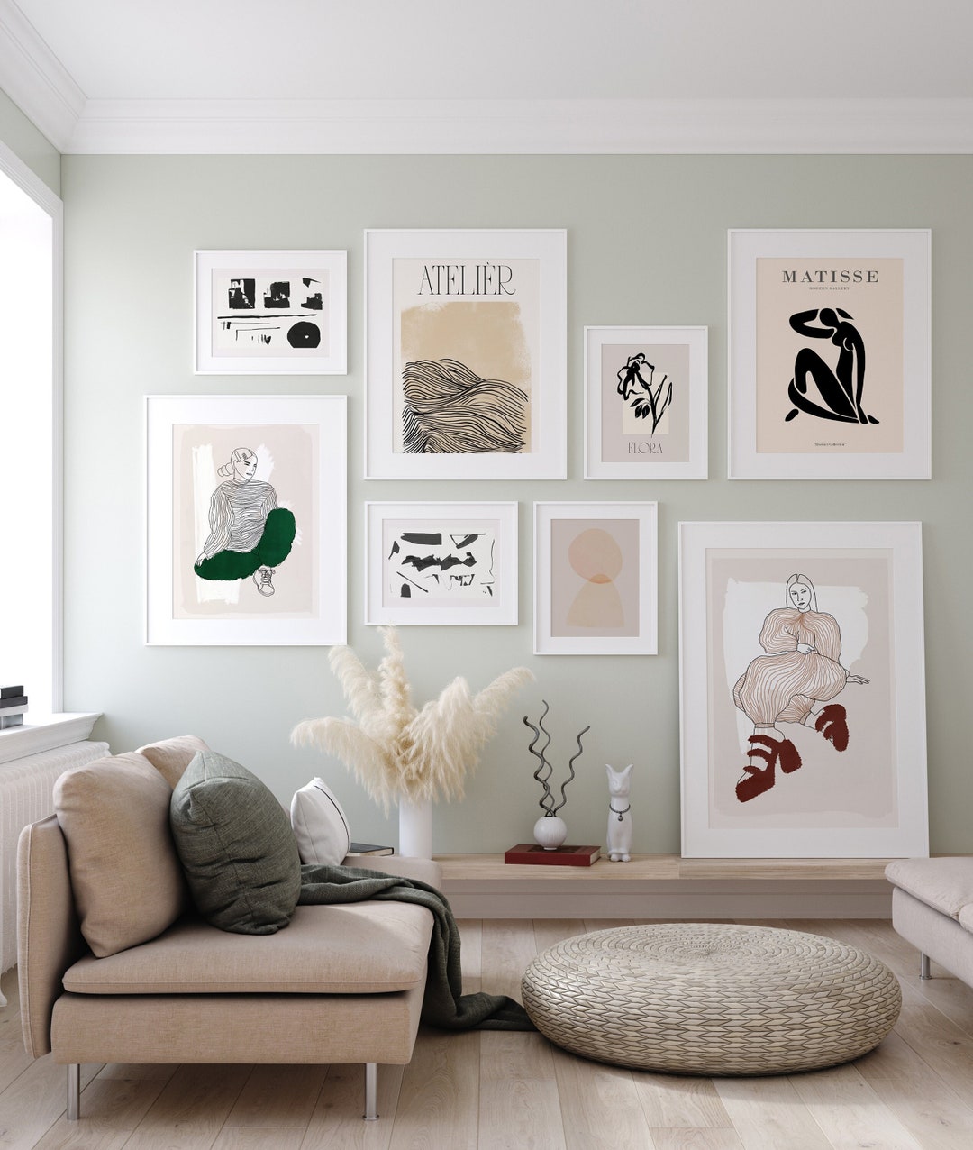 Galley Wall Art Set of 8, Fashion Wall, Neutral Wall Art, Modern Wall ...