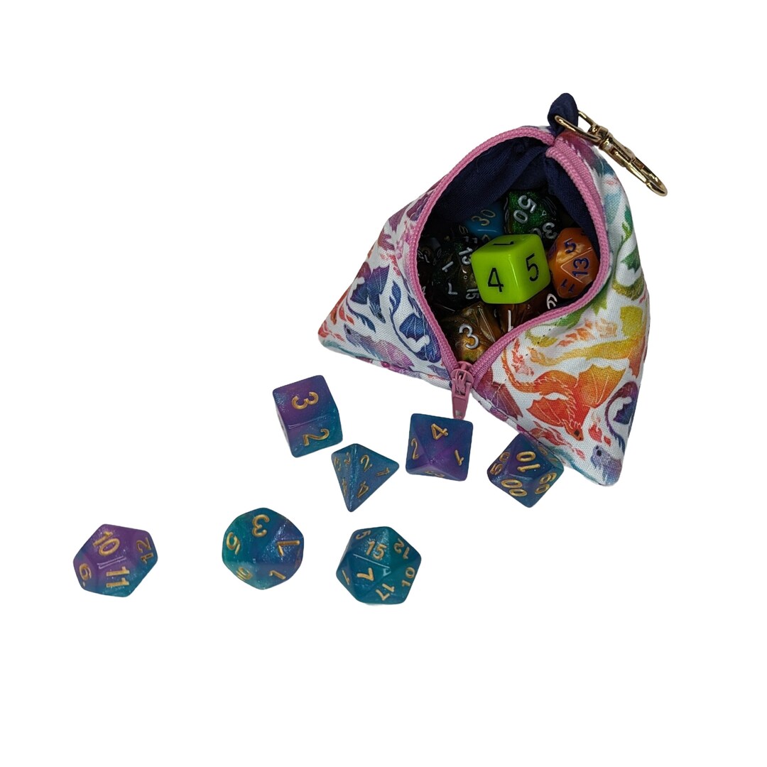 Mini Watercolor Dragons Triangular D4 Dice Bag Clip to Take on the Go ...